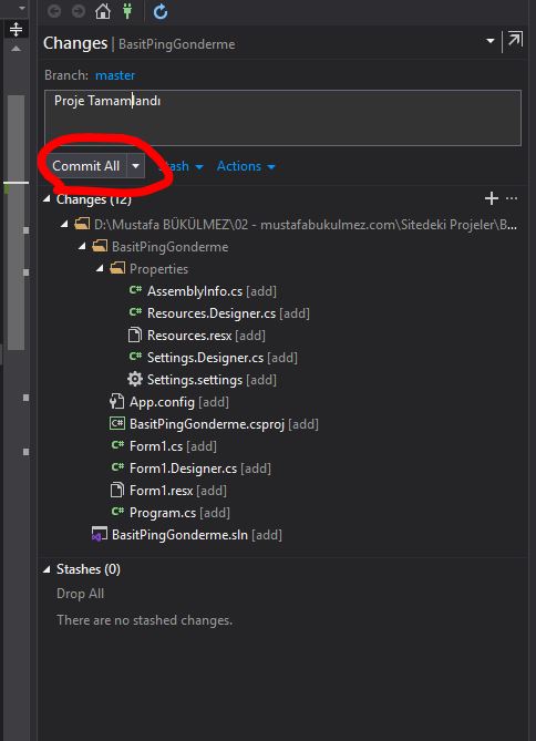 VS 2019 Github Proje Yükleme 2 – Mustafa BÜKÜLMEZ