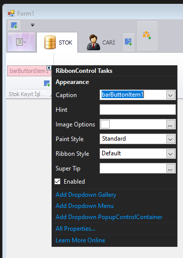 C# DevExpress RibbonMenu – Mustafa BÜKÜLMEZ